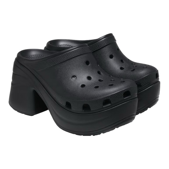 CROCS | Shoes | Crocs Siren Clogs Black Platform Chunky Heel New With ...